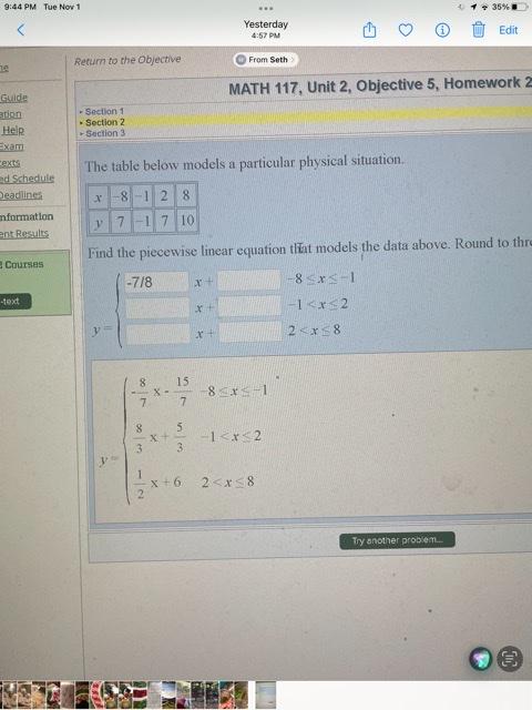 Solved The table below models a particular physical | Chegg.com