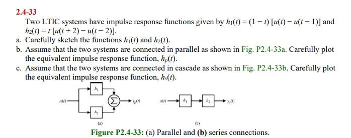 Solved 2.4-33 Two LTIC systems have impulse response | Chegg.com