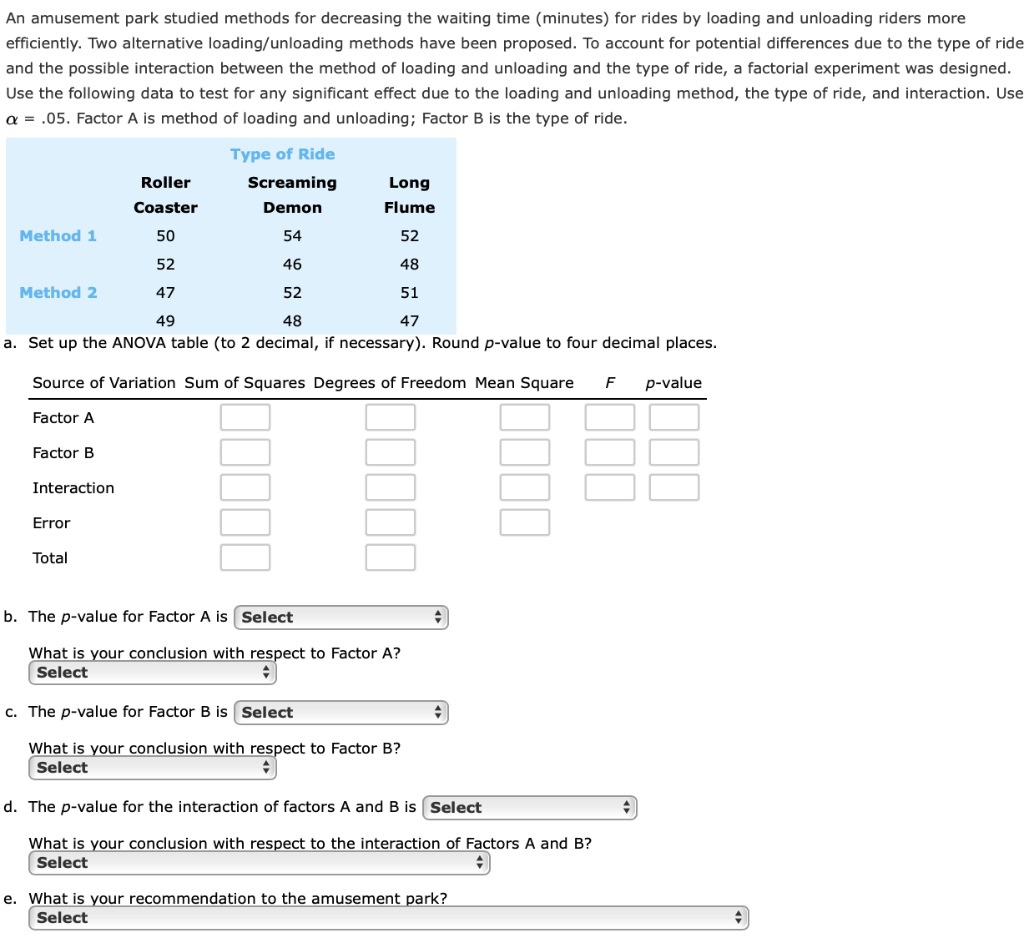 Solved An amusement park studied methods for decreasing the | Chegg.com
