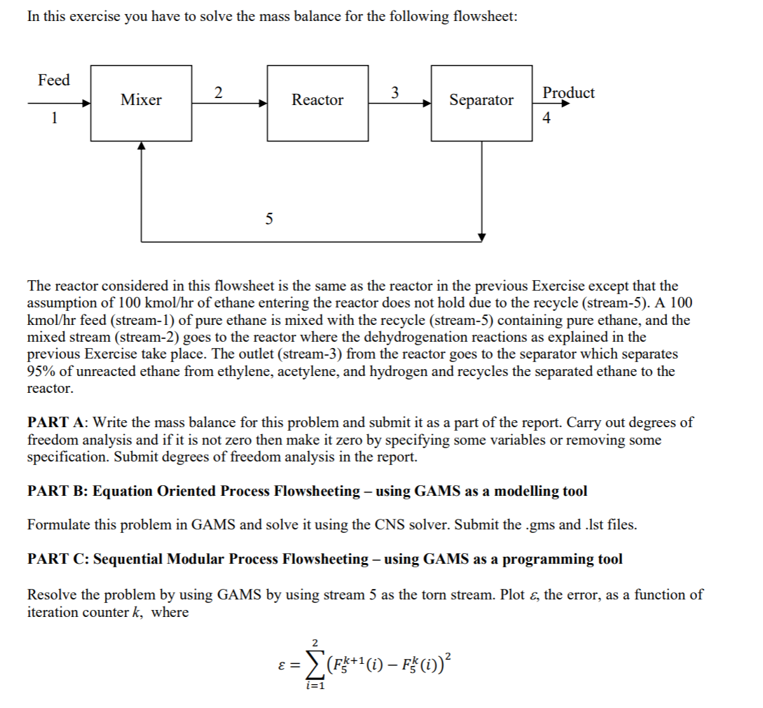 In this exercise you have to solve the mass balance | Chegg.com