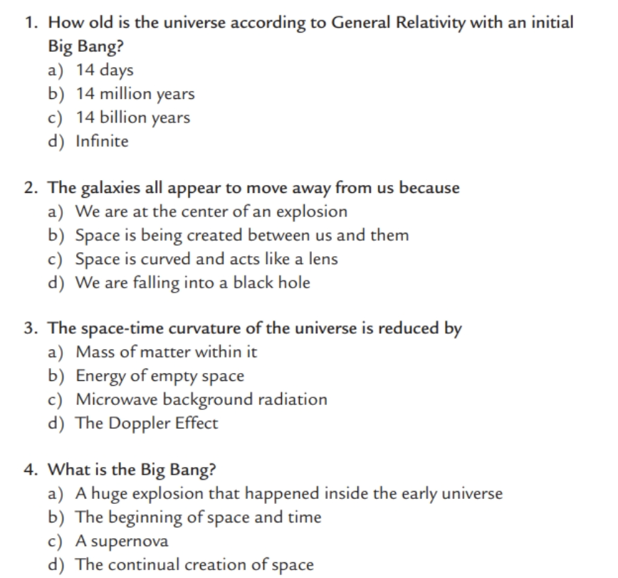 Solved 1. How old is the universe according to General | Chegg.com