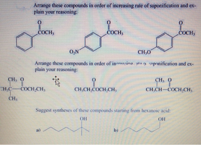 Solved Arrange these compounds in order of increasing rate | Chegg.com