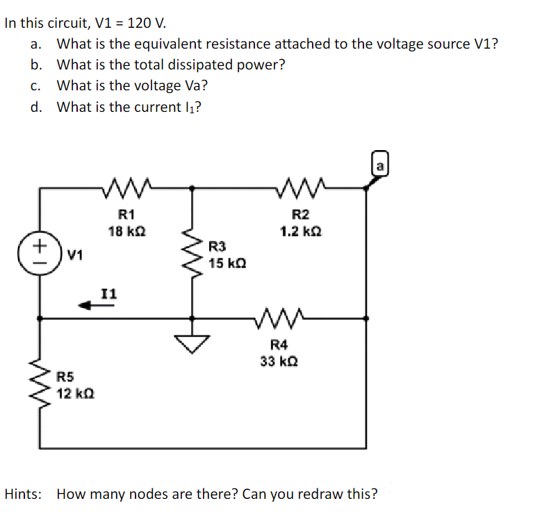 Solved In this circuit, V1 = 120 V. a. What is the | Chegg.com