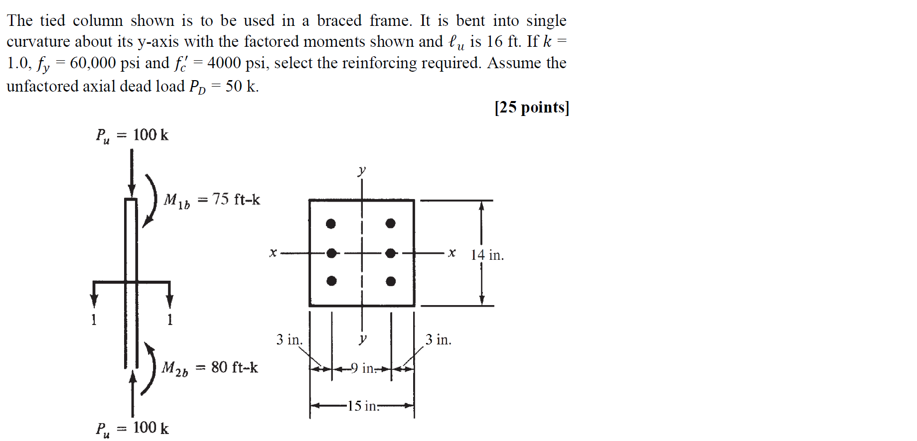 Solved The tied column shown is to be used in a braced | Chegg.com