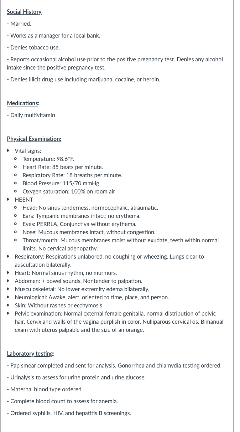 Solved Read the medical note from an OB-GYN office and then | Chegg.com