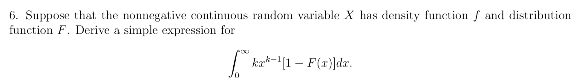 6. Suppose that the nonnegative continuous random | Chegg.com