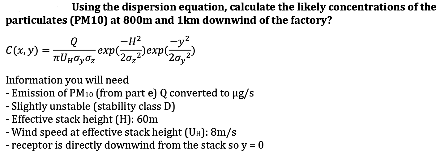 Solved Using the dispersion equation, calculate the likely | Chegg.com