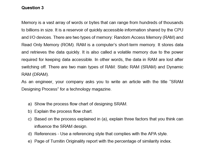 Memory is a vast array of words or bytes that can | Chegg.com