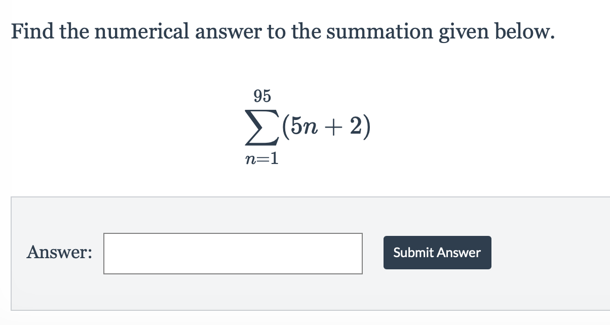 Solved Find the numerical answer to the summation given | Chegg.com