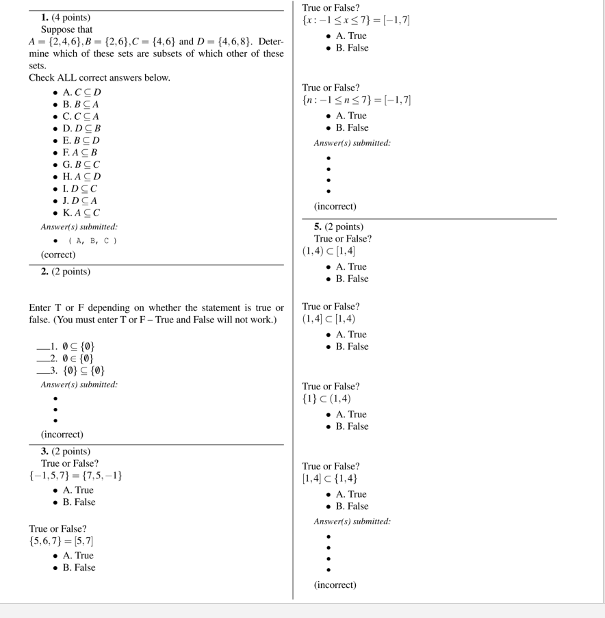 Solved True or False? {x:-1 | Chegg.com