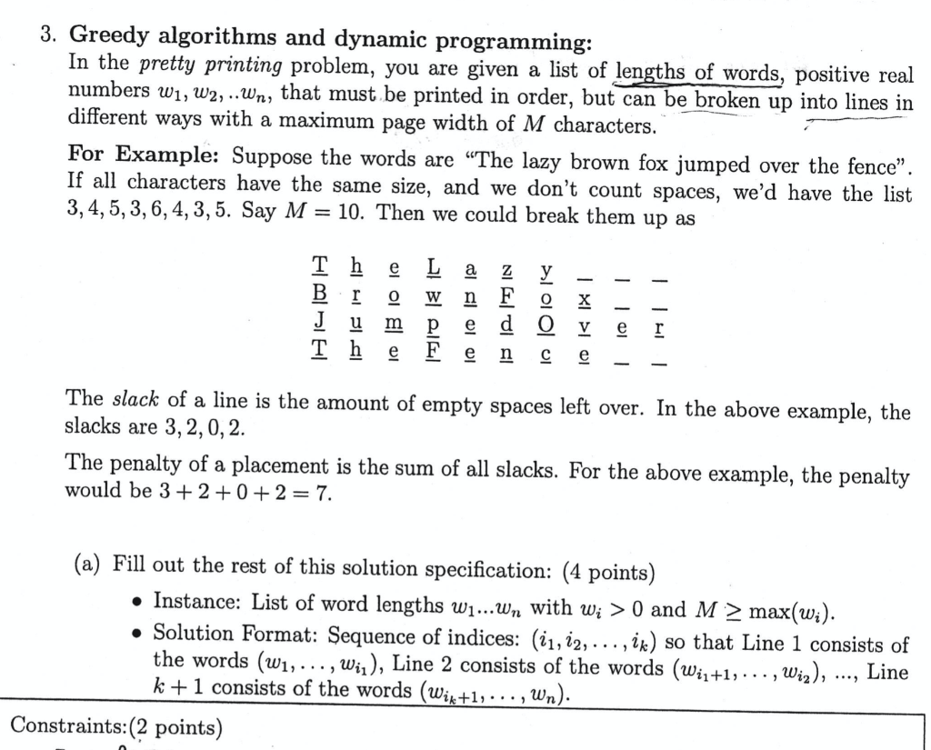 Objective:(2 points) (b) Candidate Greedy | Chegg.com