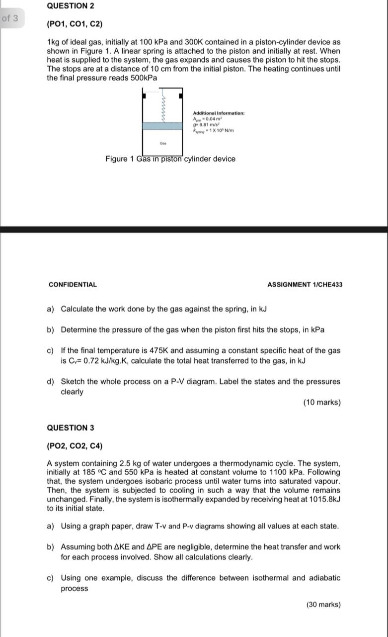 Solved by an EXPERT QUESTION 2(PO1, ﻿CO1, ﻿C2)1 ﻿kg of ideal gas, | Chegg.com