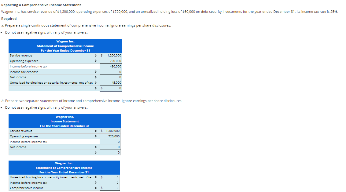 Solved Reporting a Comprehensive Income Statement Required | Chegg.com