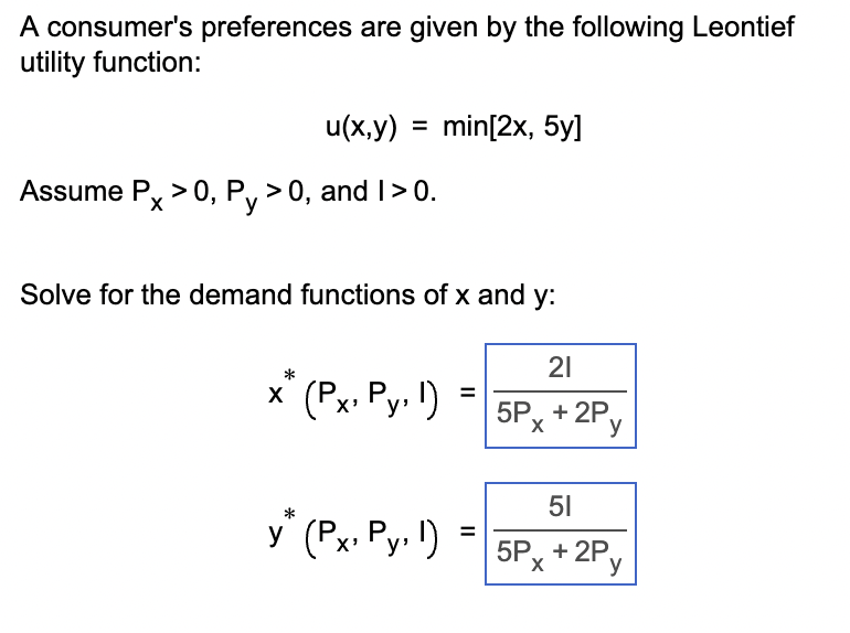 Solved A consumer's preferences are given by the following | Chegg.com