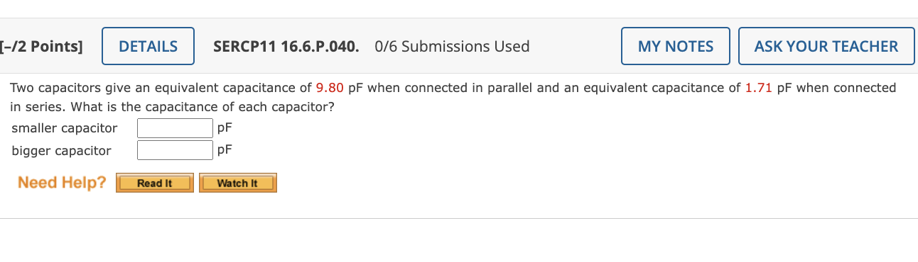 Solved Two capacitors give an equivalent capacitance of | Chegg.com