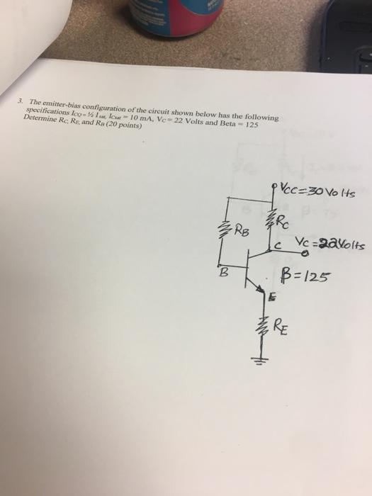 Solved emitter-bias configuration of the circuit shown below | Chegg.com