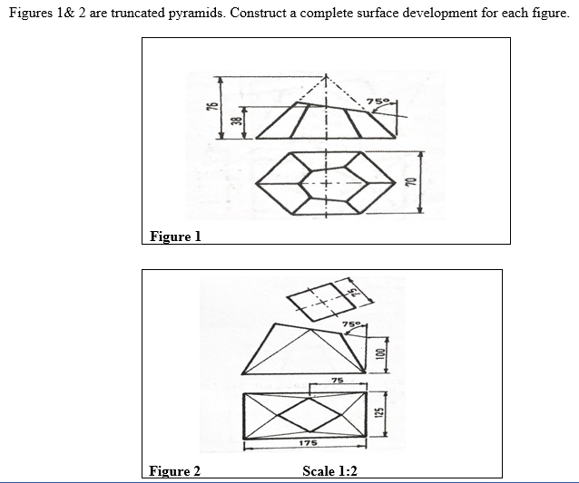 Solved Figures 1& 2 are truncated pyramids. Construct a | Chegg.com