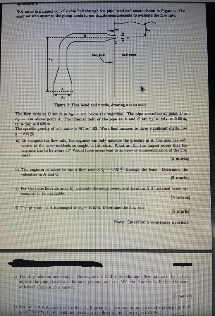 Solved QUEOUT Balt water is pumped out of a ship hull | Chegg.com