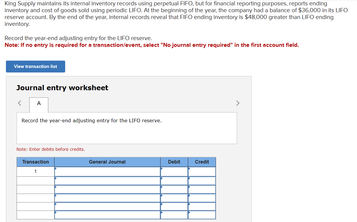 Solved King Supply maintains its internal inventory records | Chegg.com