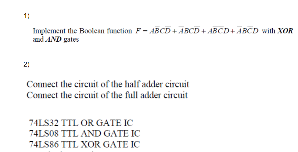 Solved 1 Implement The Boolean Function F Abcd Ābcd 7873