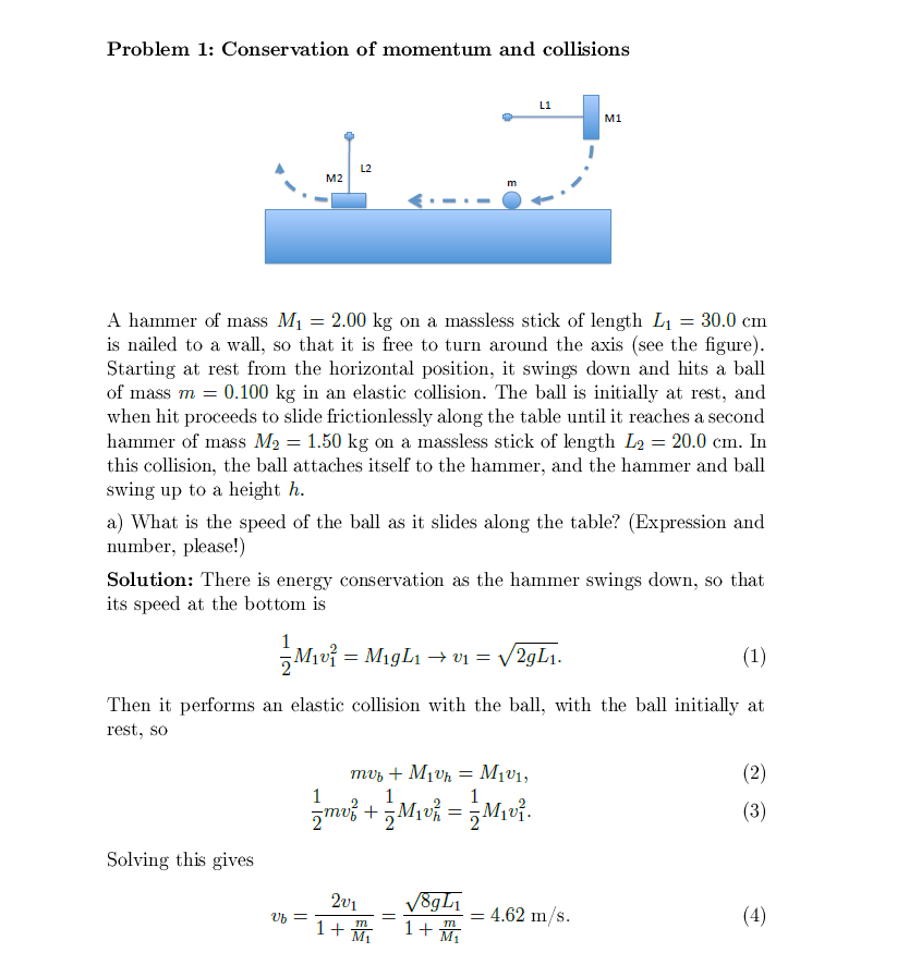 Solved Problem 1: Conservation of momentum and collisions L1 | Chegg.com