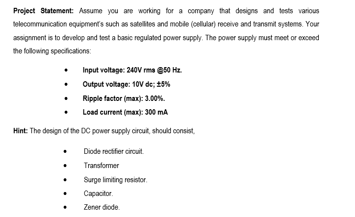 Solved Project Statement: Assume you are working for a | Chegg.com