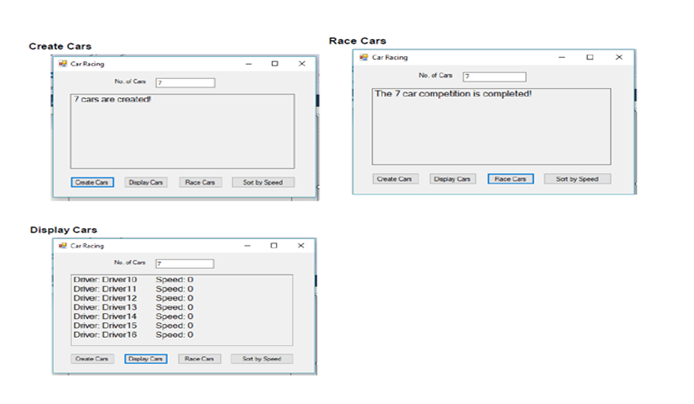 Solved Create a program with Visual Studio, C# Car Racing | Chegg.com