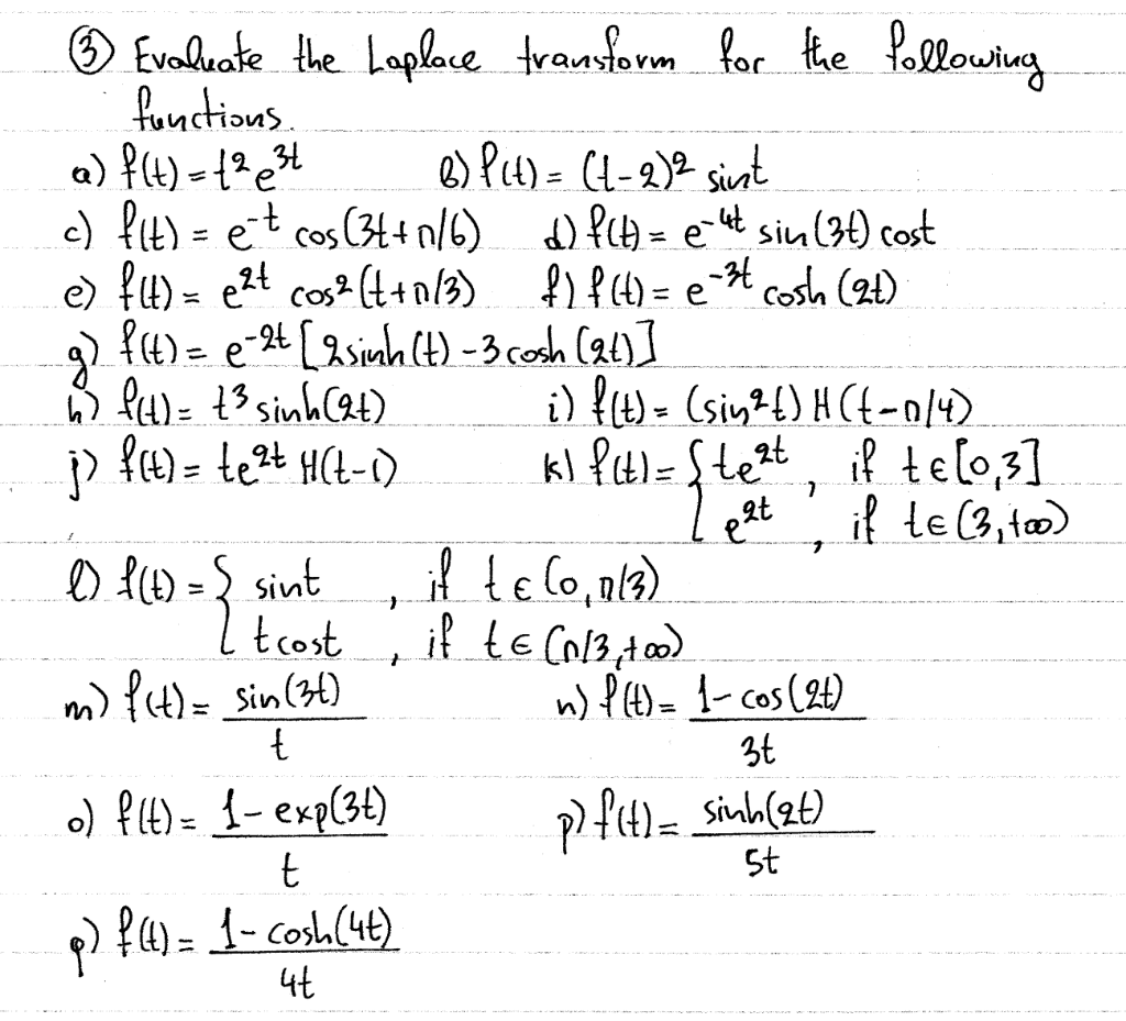 Solved © Evaluate the Laplace transform for the following | Chegg.com