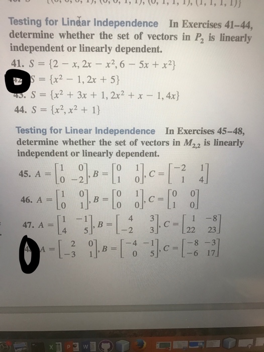 Solved Testing for Liněar Independence In Exercises 41-44, | Chegg.com