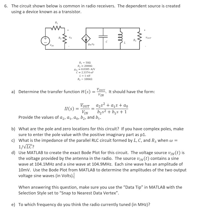 Solved 6. The circuit shown below is common in radio | Chegg.com