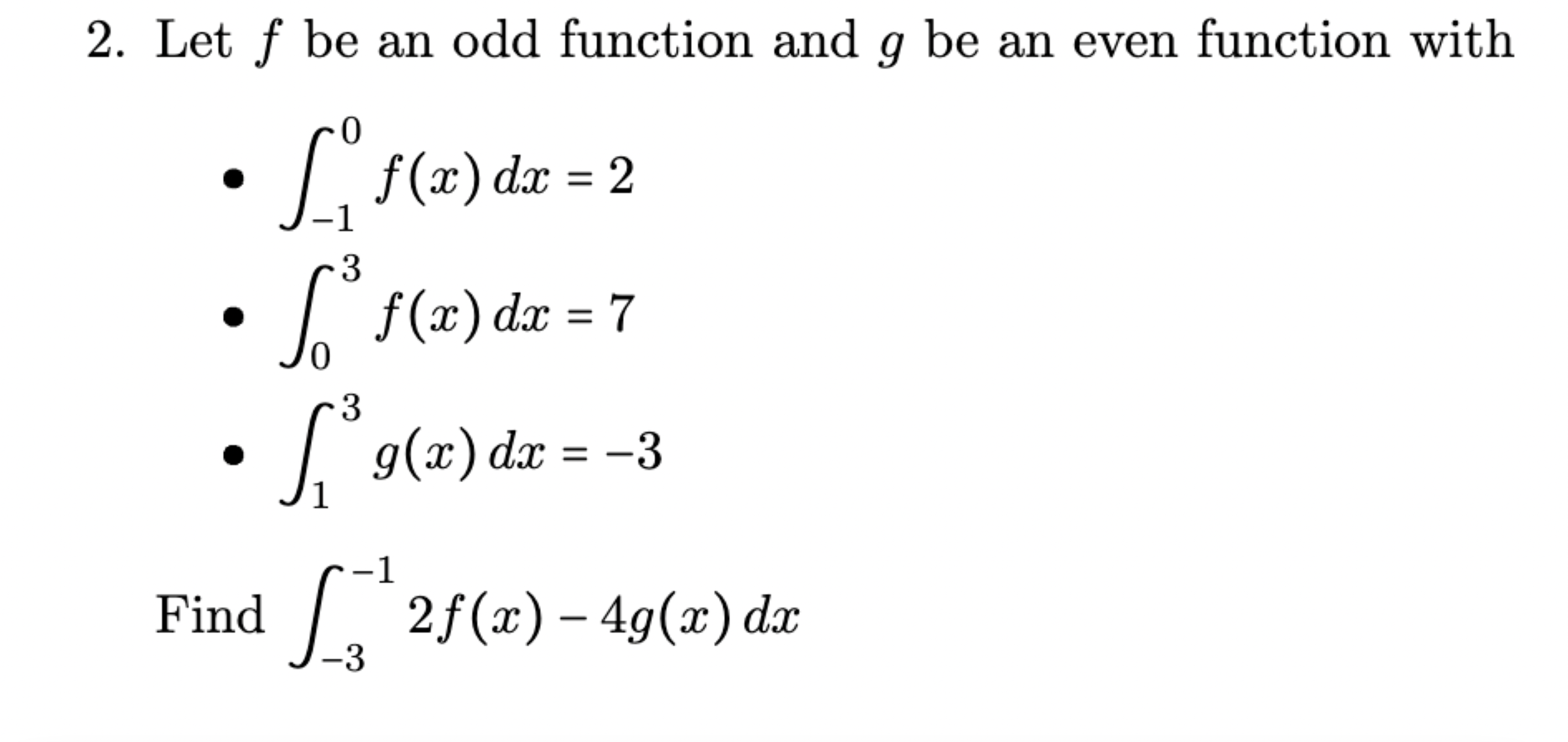 Solved 2. Let f be an odd function and g be an even function | Chegg.com