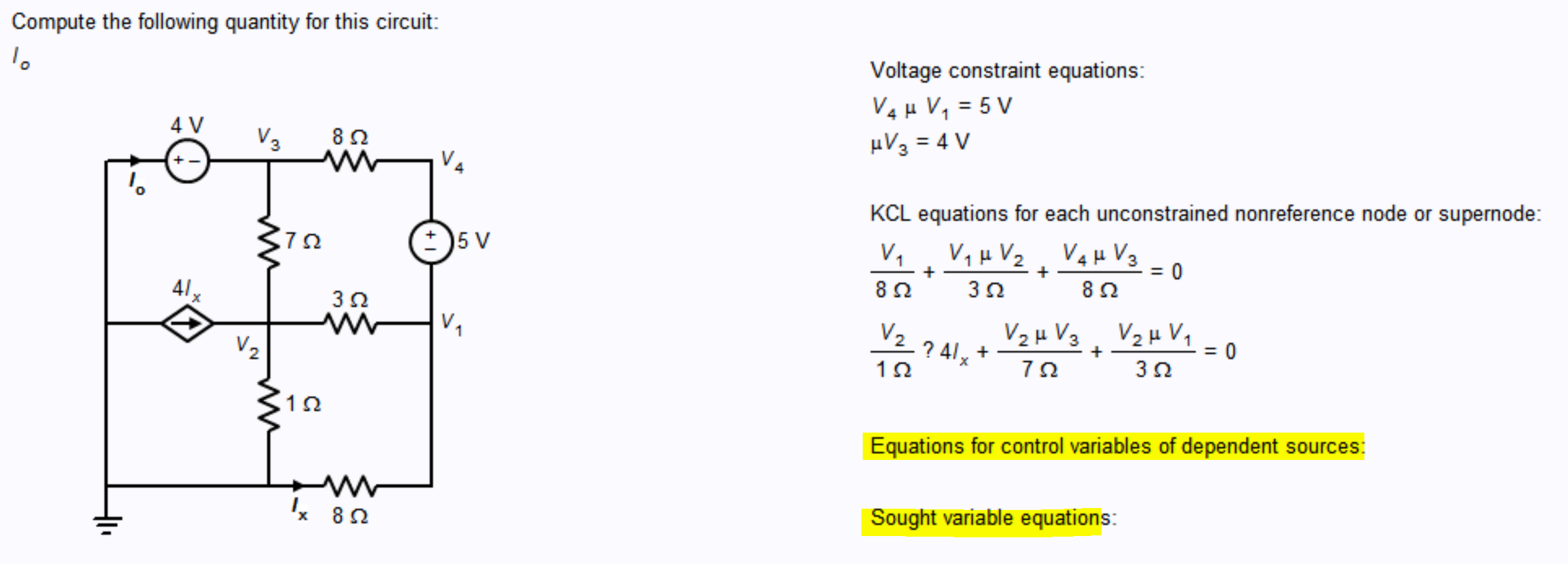 Solved Compute the following quantity for this circuit: 1. | Chegg.com