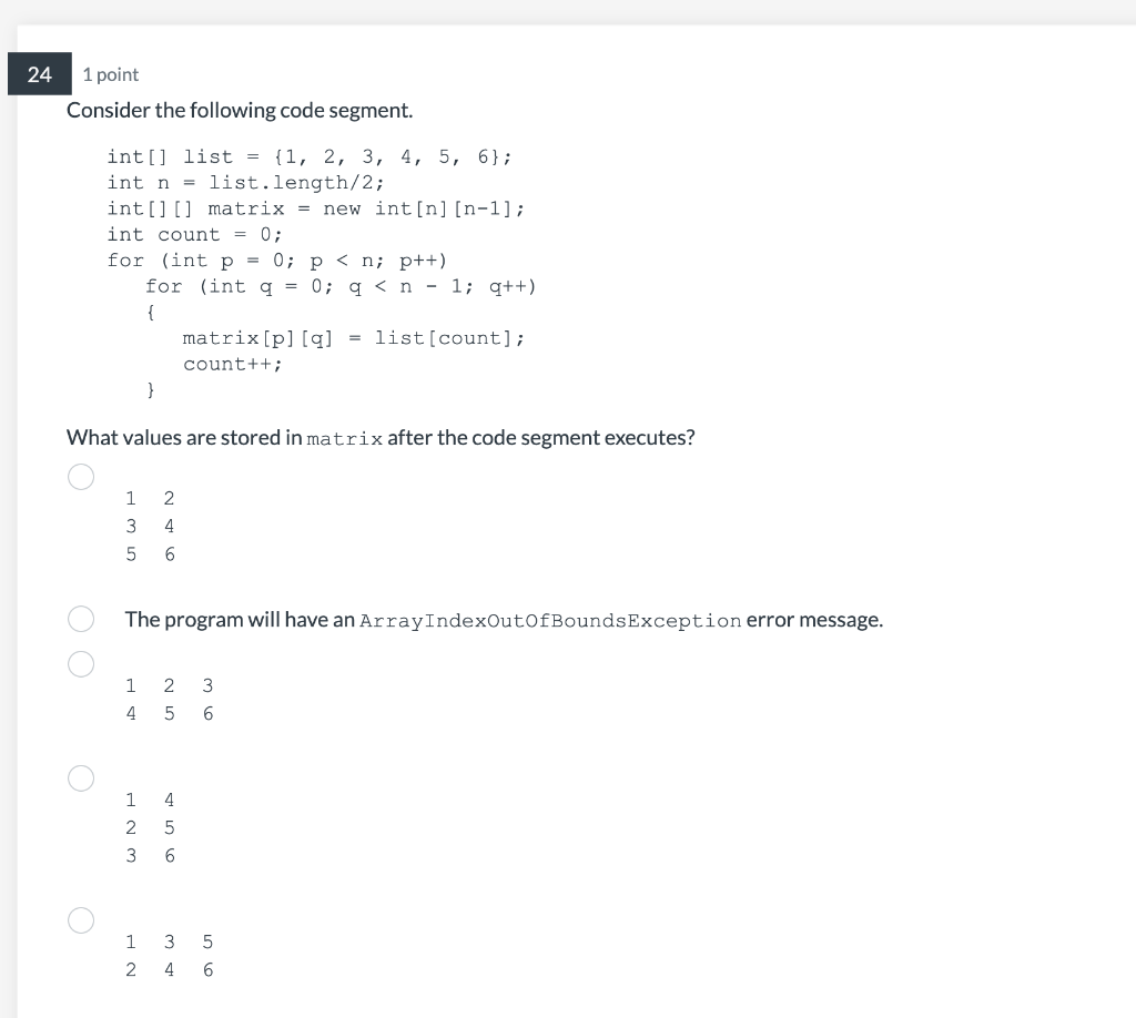 Solved 31 1 point Consider the following method. What line | Chegg.com