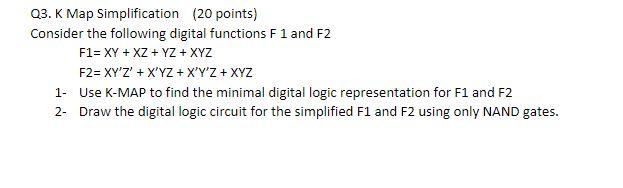 Solved Q3. K Map Simplification ( 20 points) Consider the | Chegg.com
