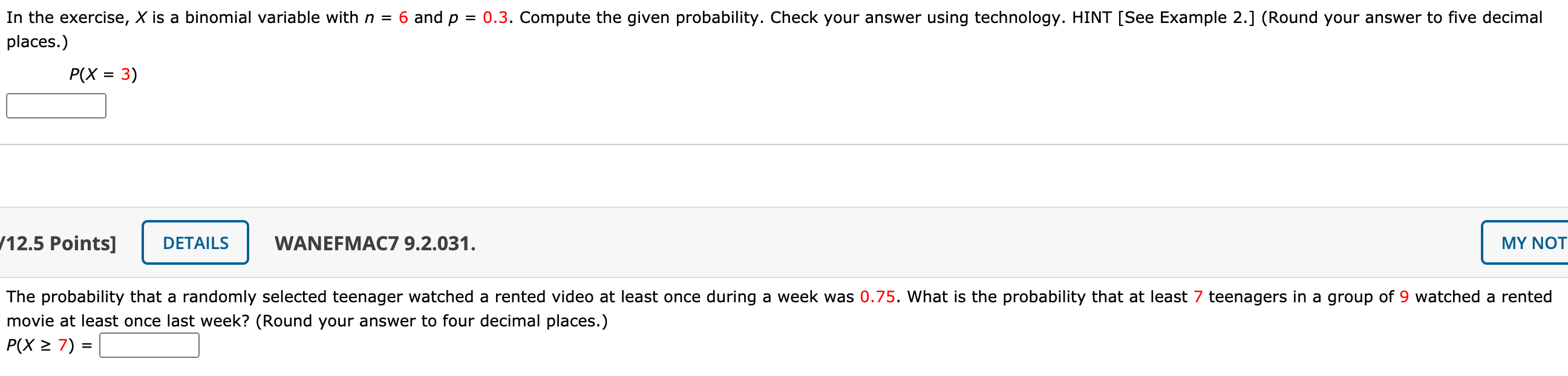Solved In the exercise, X is a binomial variable with n = 6 | Chegg.com