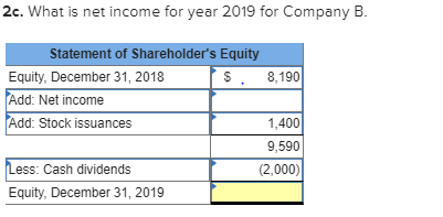 Solved 2c. What is net income for year 2019 for Company B. | Chegg.com