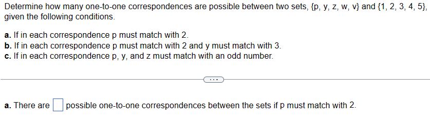 Solved Determine how many one-to-one correspondences are | Chegg.com