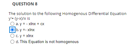 Solved The solution to the following Homogenous Differential | Chegg.com