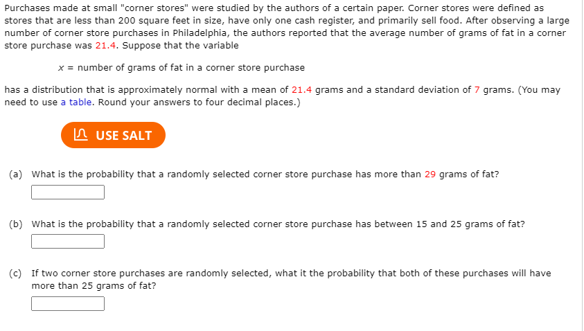 Solved Purchases made at small "corner stores" were studied | Chegg.com