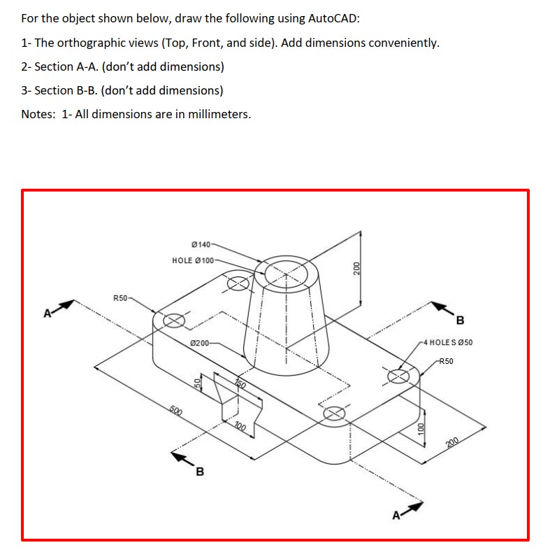 Solved For the object shown below, draw the following using | Chegg.com