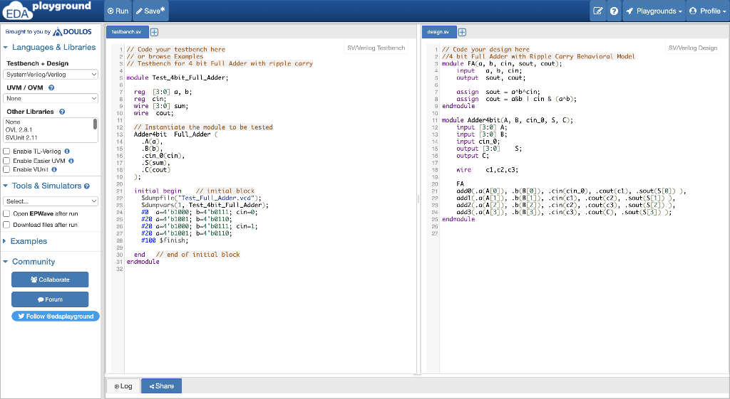 Solved Need help with this. Using EDA Playground provide a | Chegg.com