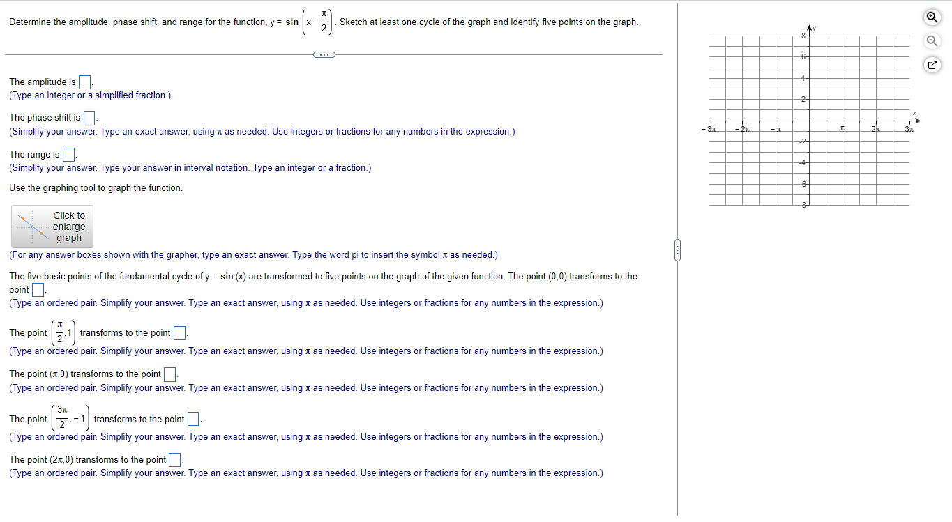 Solved Determine the amplitude, phase shift, and range for | Chegg.com