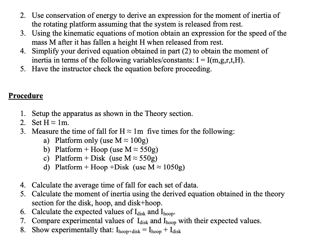 Solved MOMENT OF INERTIA \& CONSERVATION OF ENERGY Objective | Chegg.com
