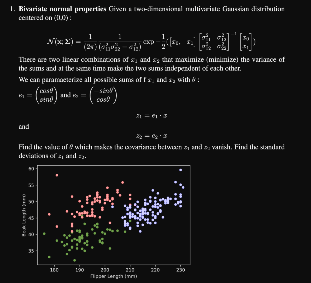 Solved 1. Bivariate normal properties Given a | Chegg.com