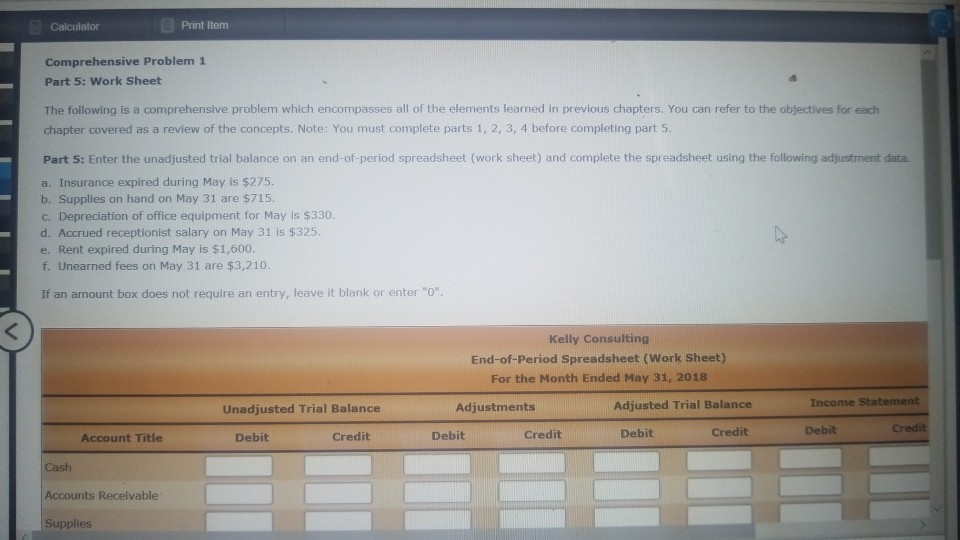 Solved Print Item Calculator Comprehensive Problem 1 Part 1: | Chegg.com