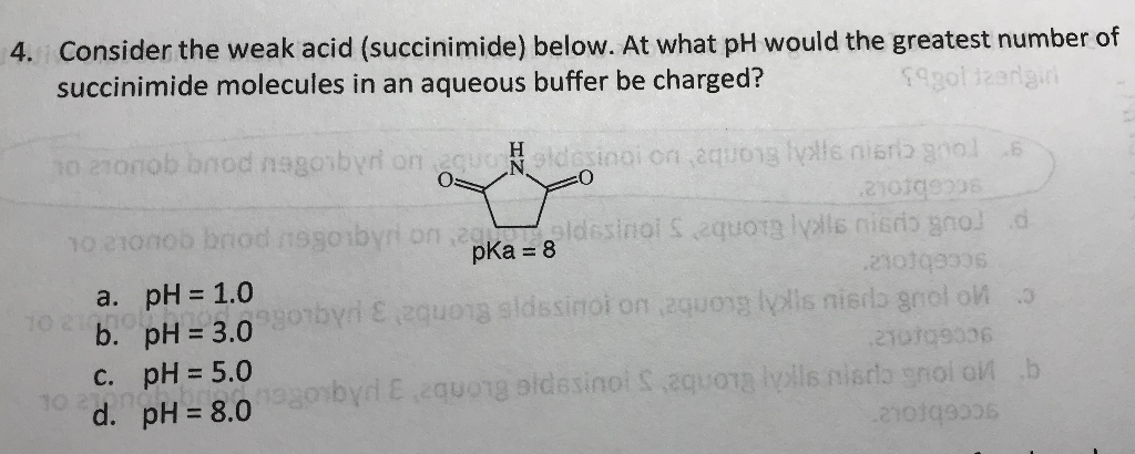 Solved 4. Consider the weak acid (succinimide) below. At | Chegg.com
