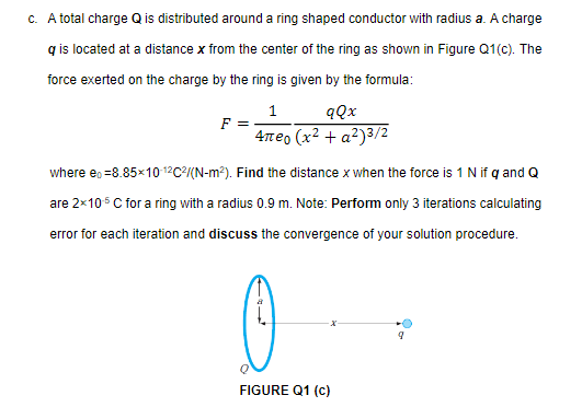 Solved C. A total charge Q is distributed around a ring | Chegg.com