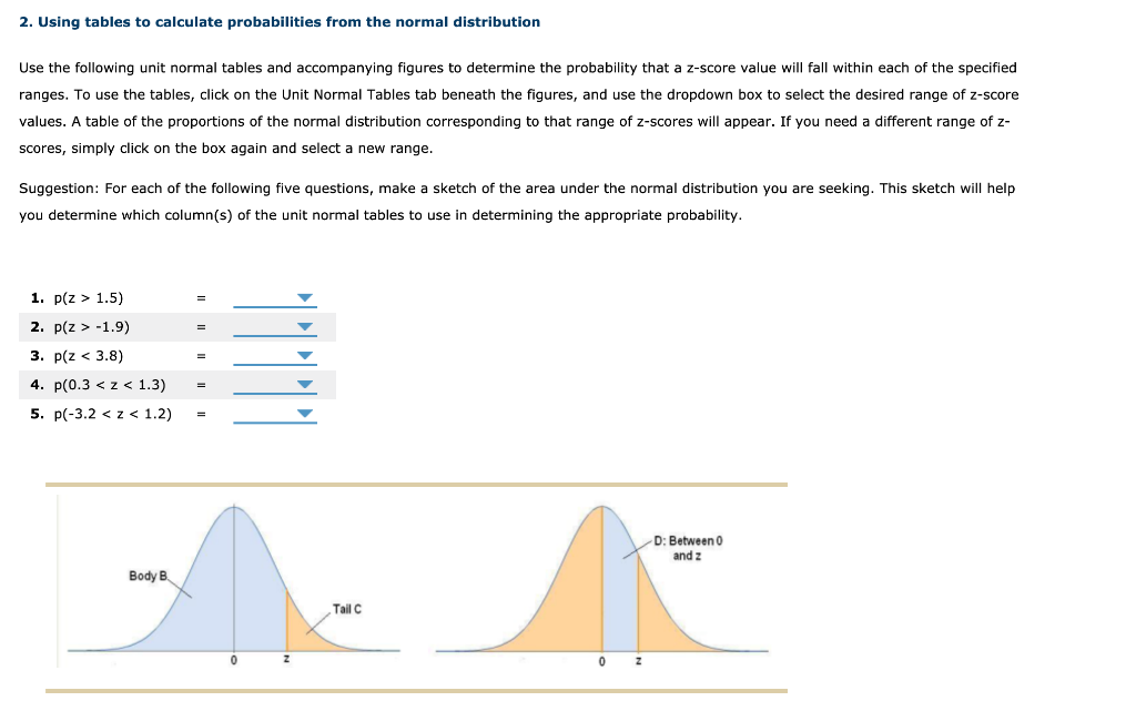Solved 2. Using tables to calculate probabilities from the | Chegg.com