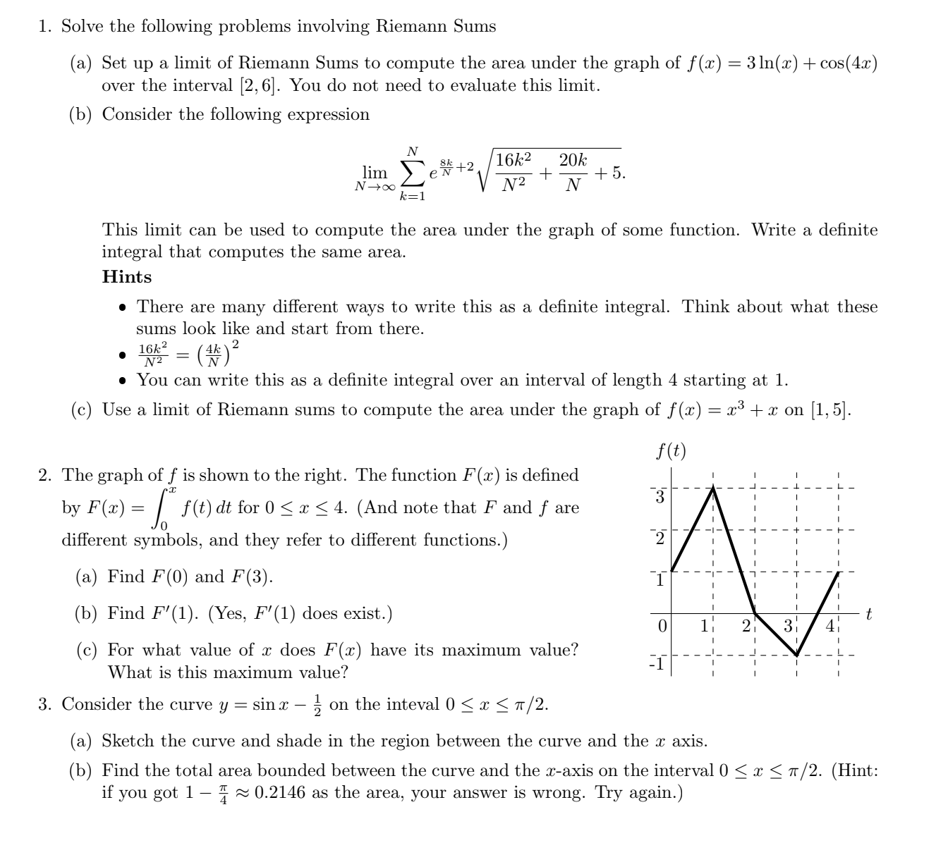 Solved 1. Solve the following problems involving Riemann | Chegg.com