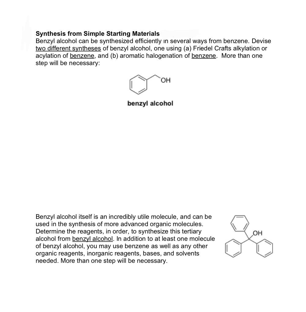 Solved Synthesis from Simple Starting Materials Benzyl | Chegg.com